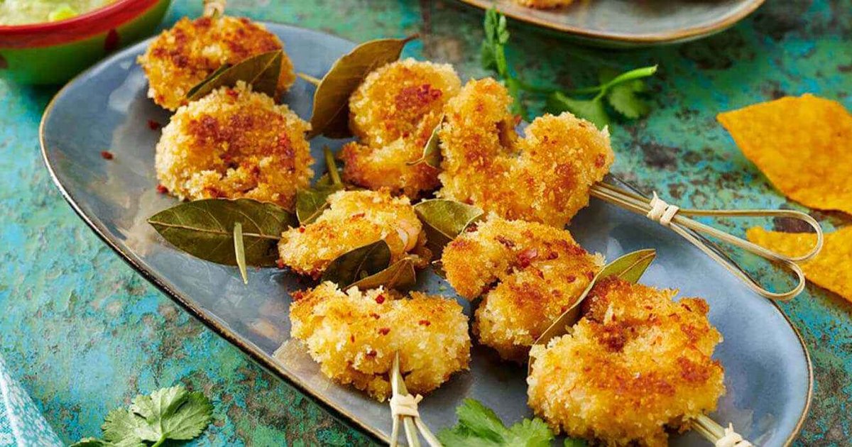 Spicy panko reke-spyd med kremet edamame dipp | Oppskrifts | Kikkoman